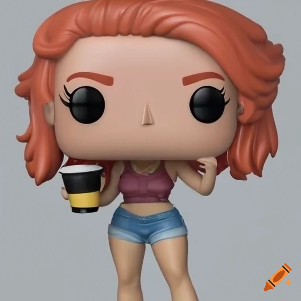 Redhead female funko pop holding a coffee on Craiyon