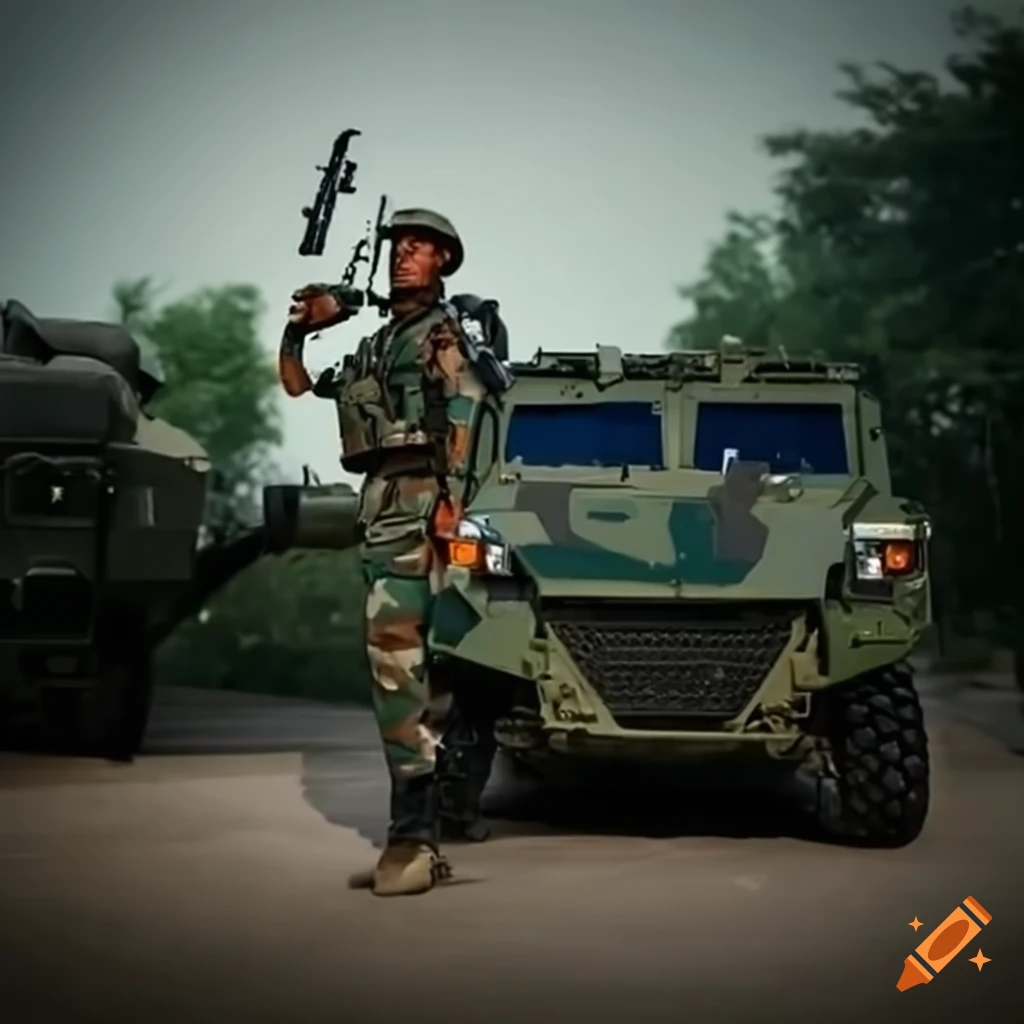 Future indian army soldier on an electric vehicle on Craiyon