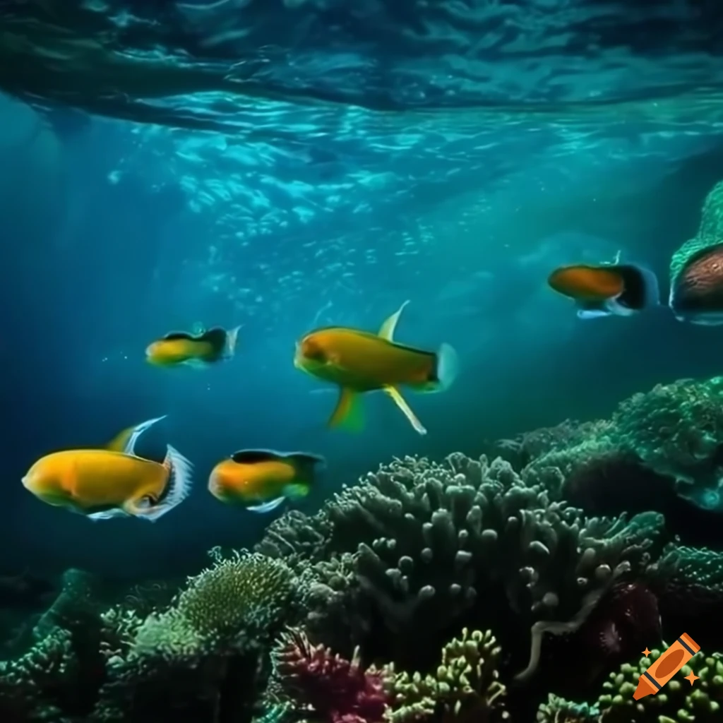 Group of exotic fish in a mesmerizing underwater world on Craiyon