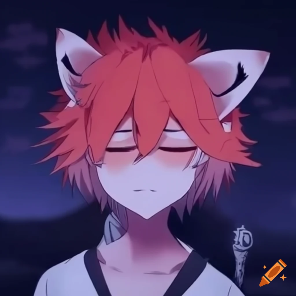 Anime demon fox sleeping in owner's lap on Craiyon