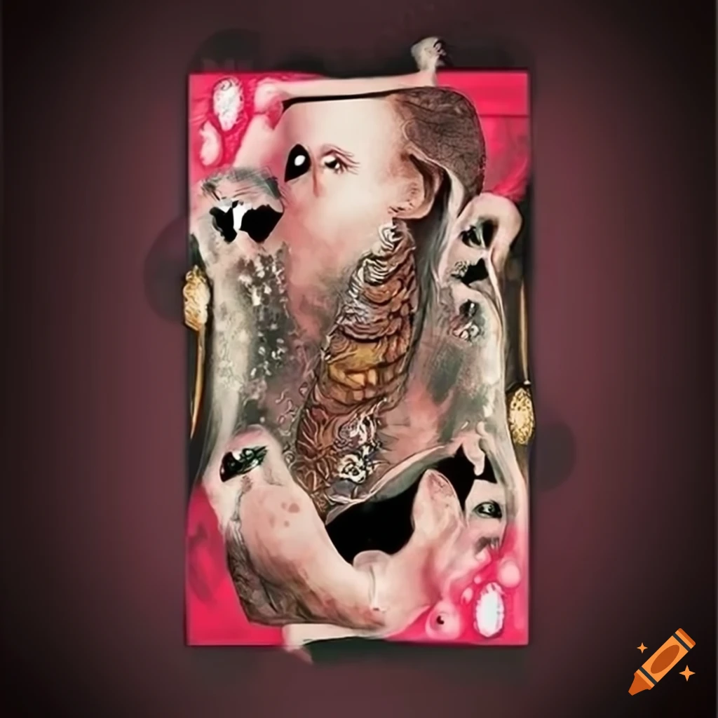 Surrealist card design with king of pic theme on Craiyon