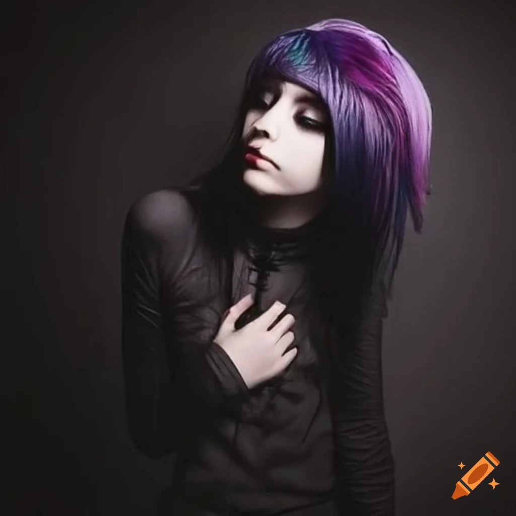 Young woman with emo style from the 2000s on Craiyon