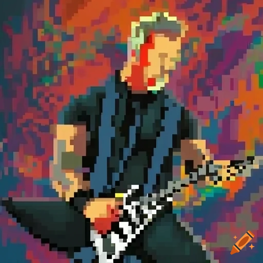 Pixel art of james hetfield from metallica on Craiyon