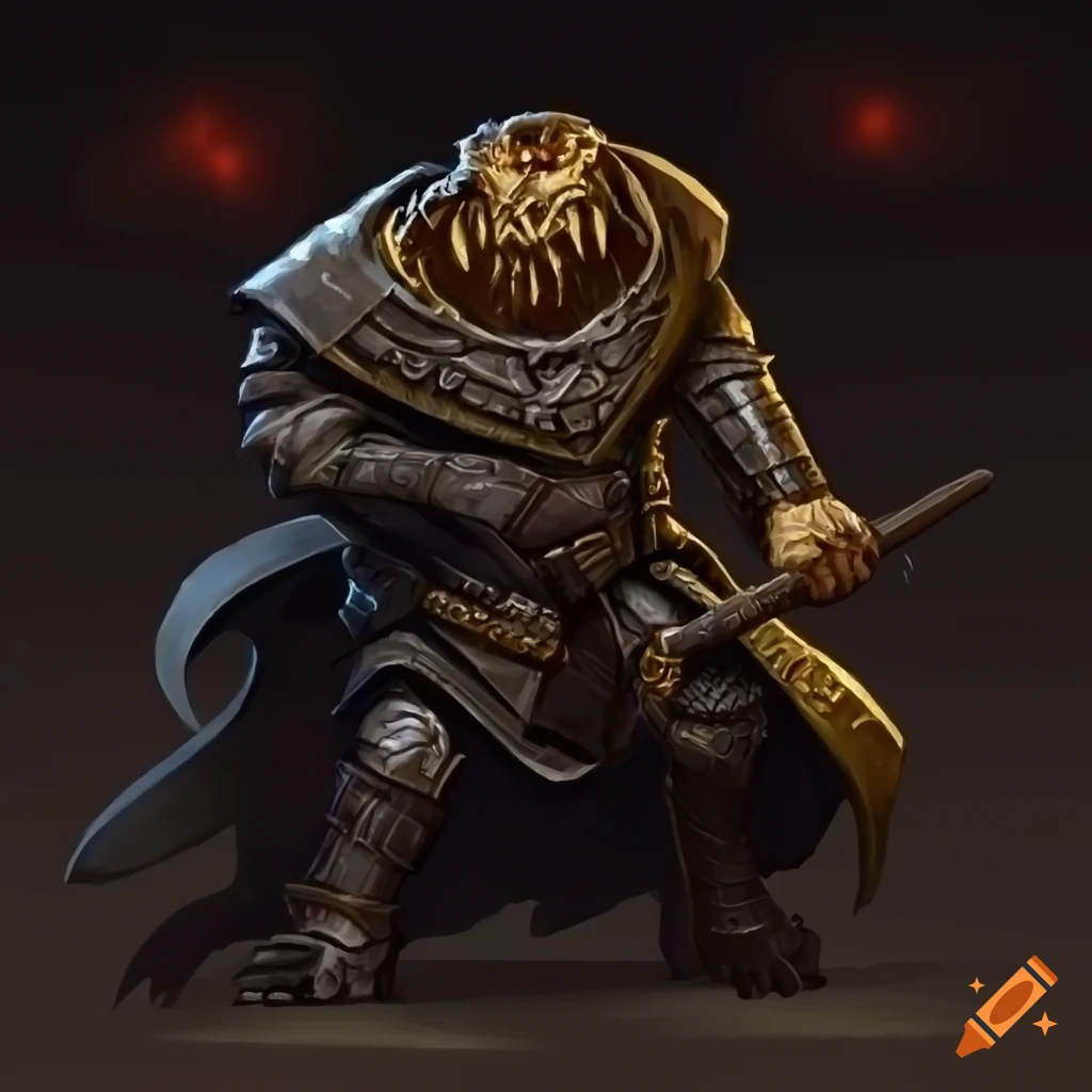 Illustration of a bronze dragonborn warlock in a dungeons and dragons ...