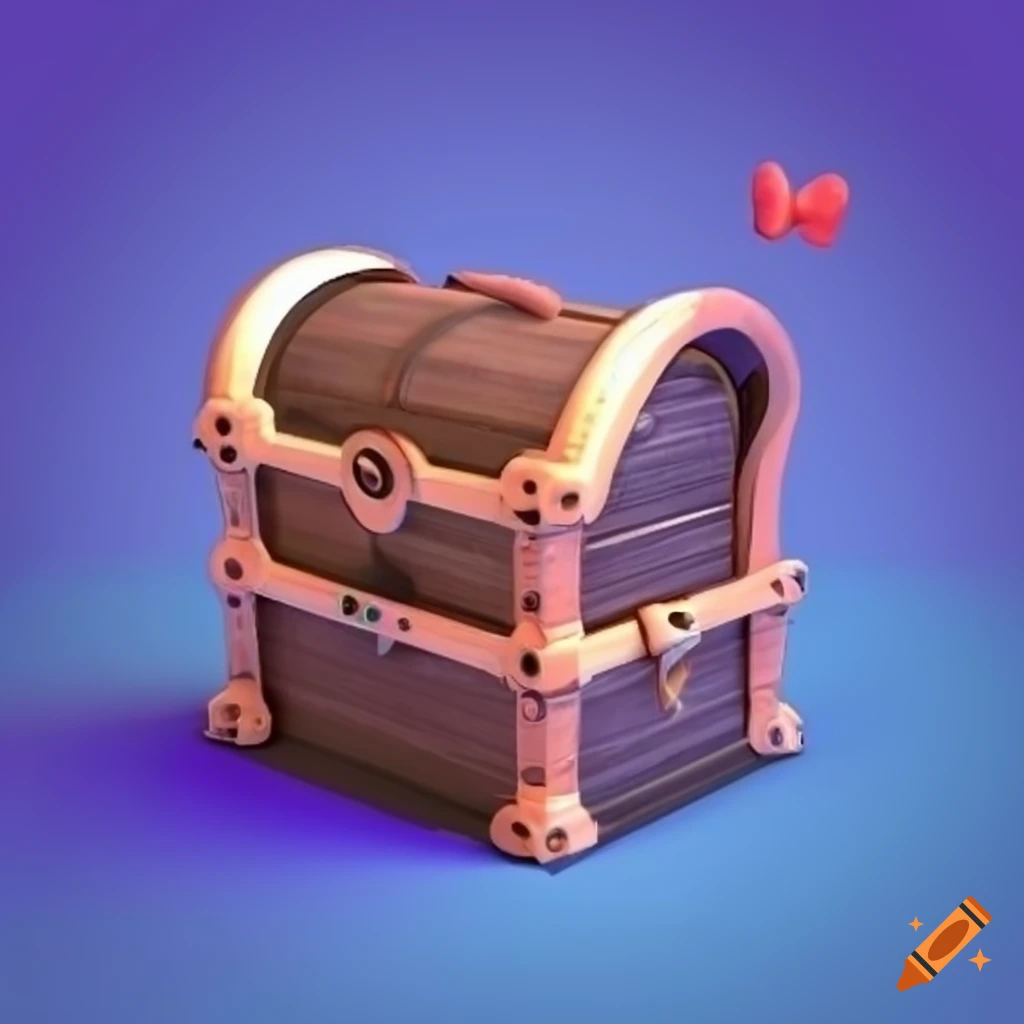Cartoonish chest game icon with 3d studio lighting on Craiyon
