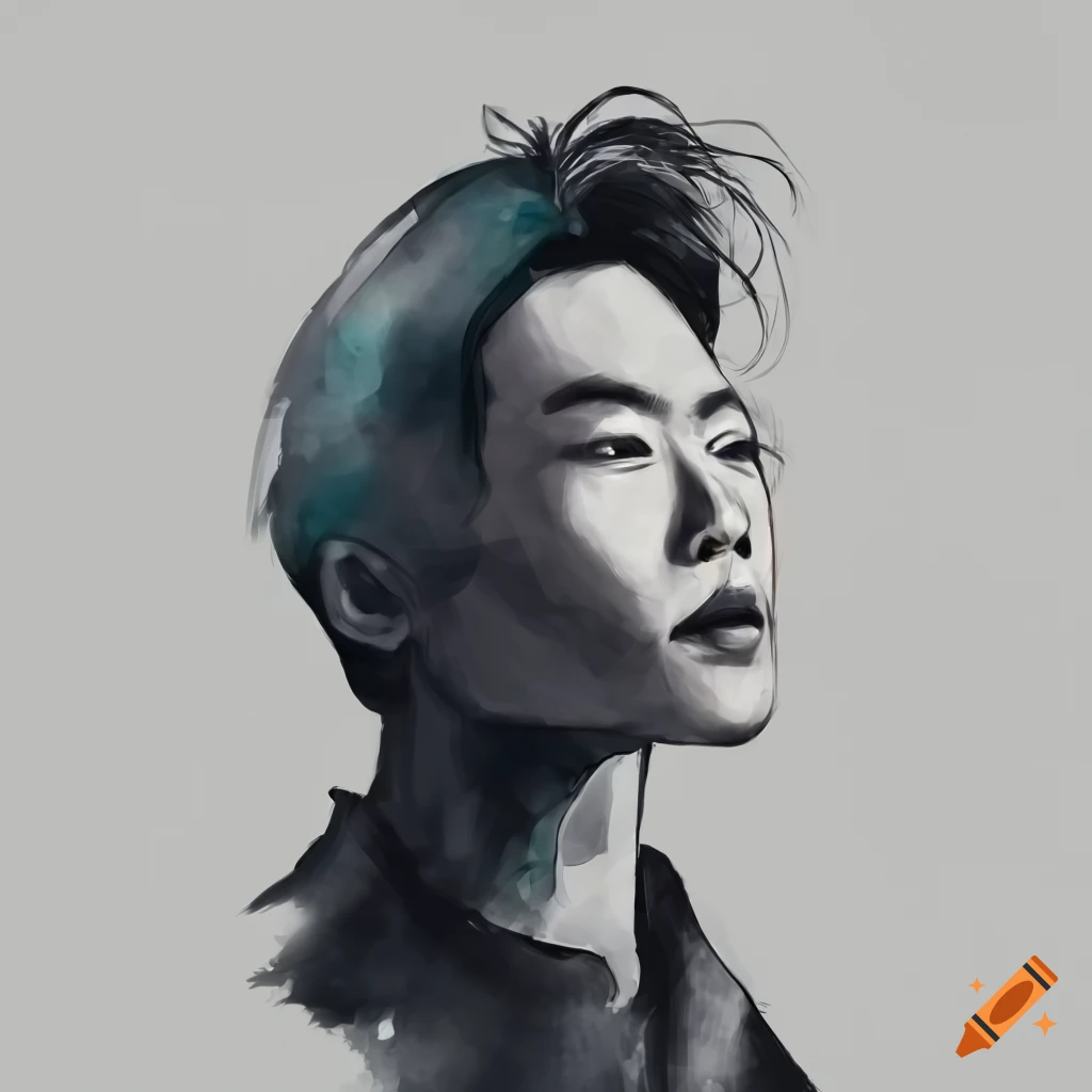 Handsome asian man in dark fantasy attire on Craiyon