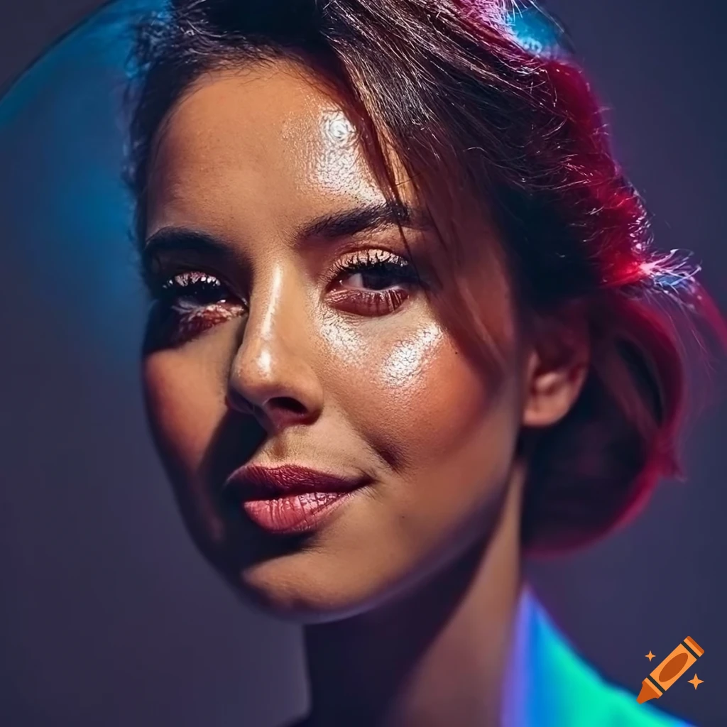 Close-up studio portrait with intricate skin and hair texture on Craiyon