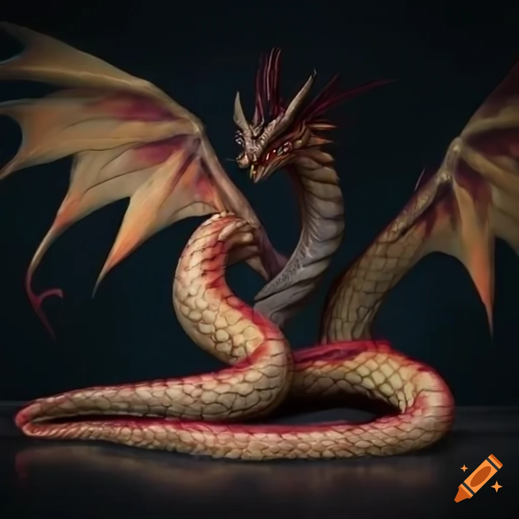 Realistic snake dragon with feet and wings in the style of mizutsune on ...