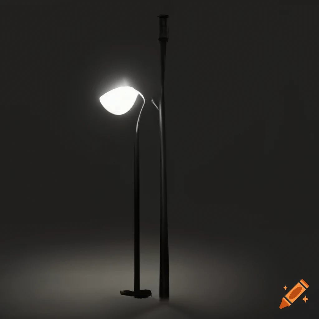 Lonely black street lamp in an empty atmosphere with a unique shape on ...