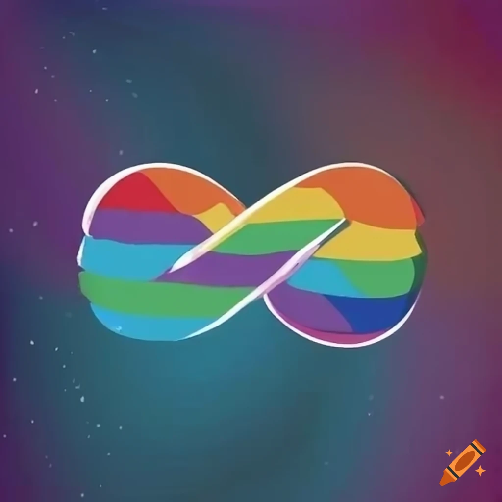 Pride colors infinity symbol against white background on Craiyon