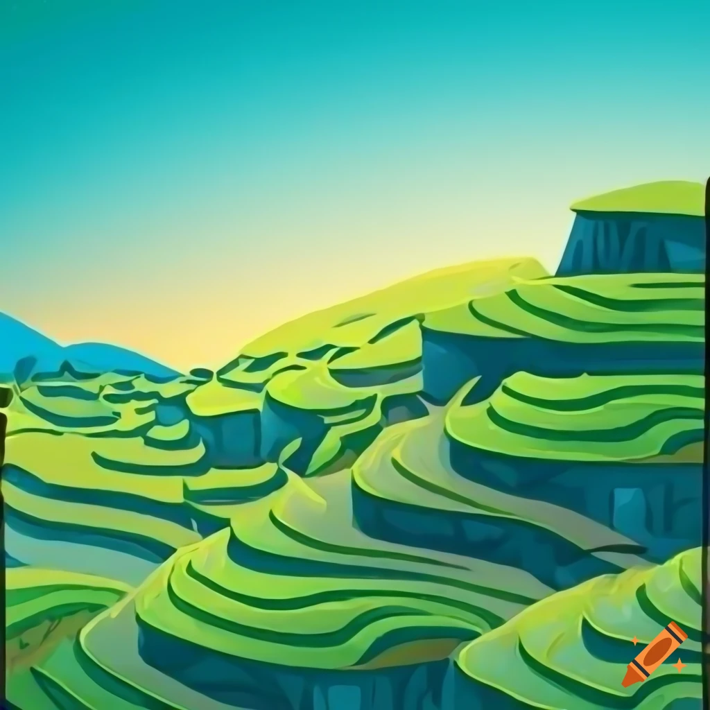 Rice terrace background clipart on Craiyon