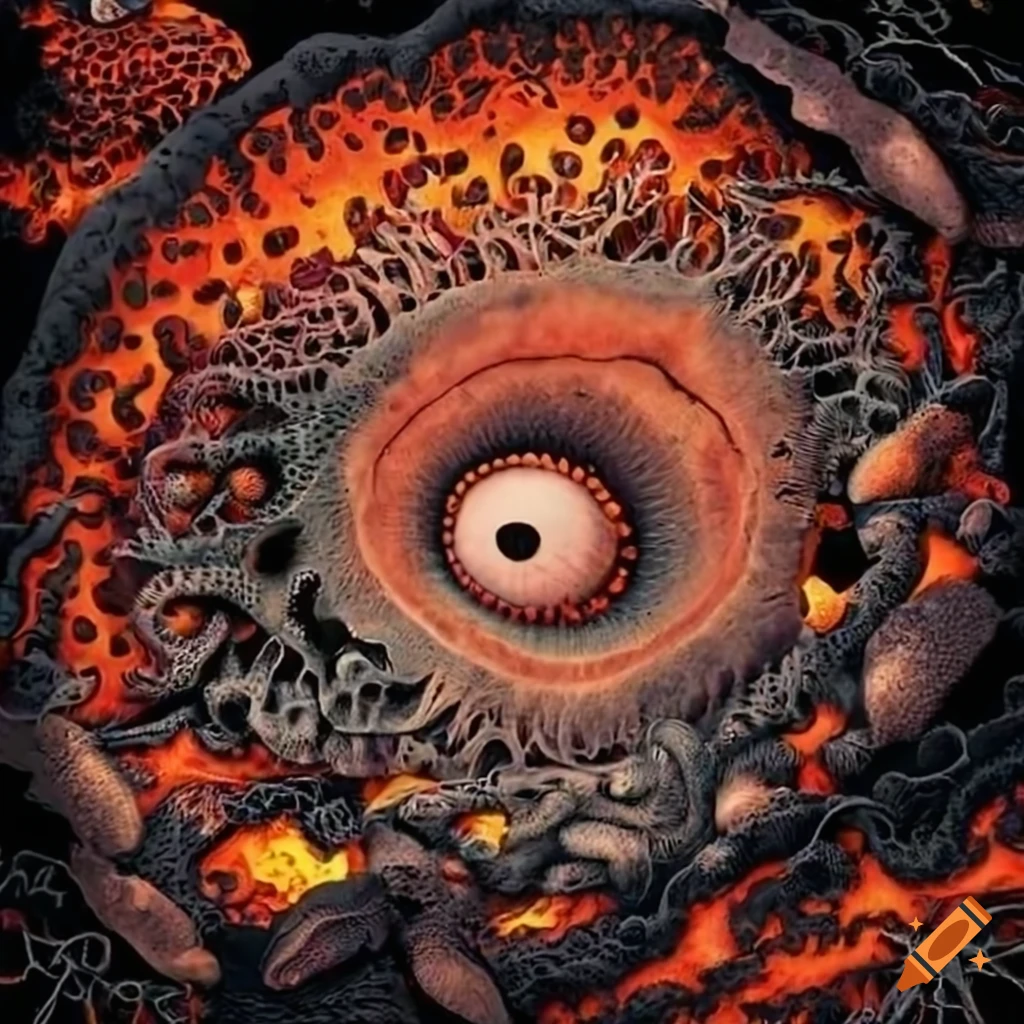 Cute animals in haeckel cooled lava earthscape on Craiyon