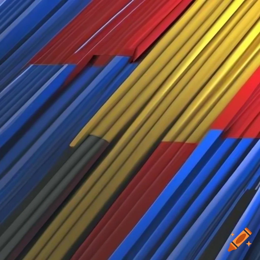 Abstract horizontal 3d lines in yellow, red, blue, and black on Craiyon
