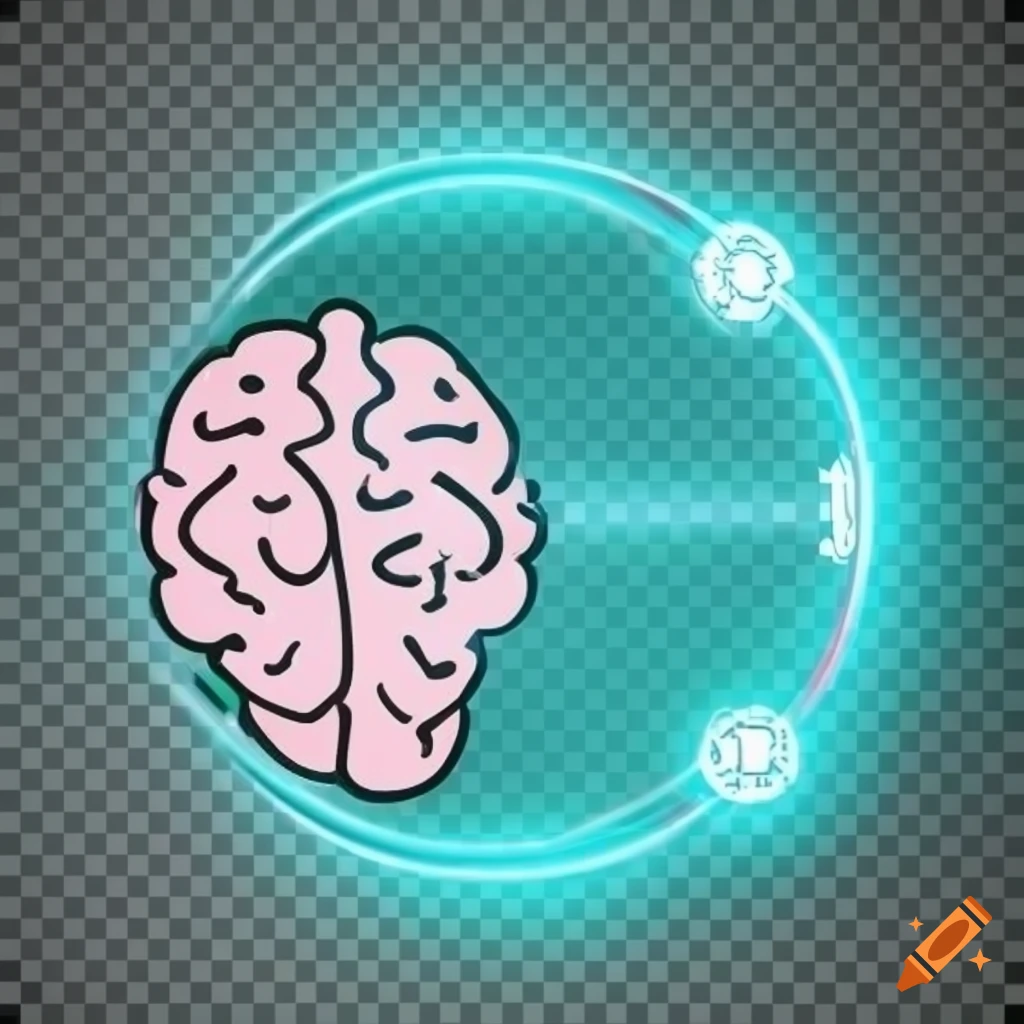 Talking high-tech brain app icon with motion blur on transparent ...
