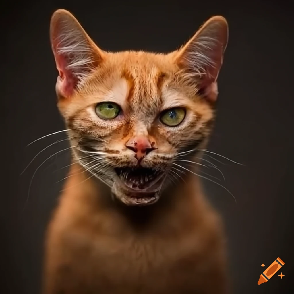 Ginger cat with a fiery and intense look on Craiyon