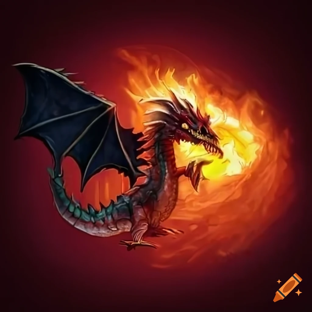 Dragon spitting a fireball in a frontal view on Craiyon