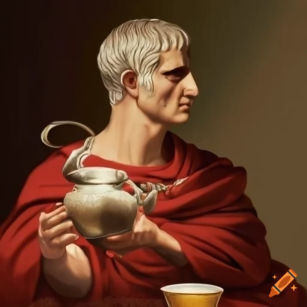 Historical reenactment: caesar spilling the tea to nero on Craiyon