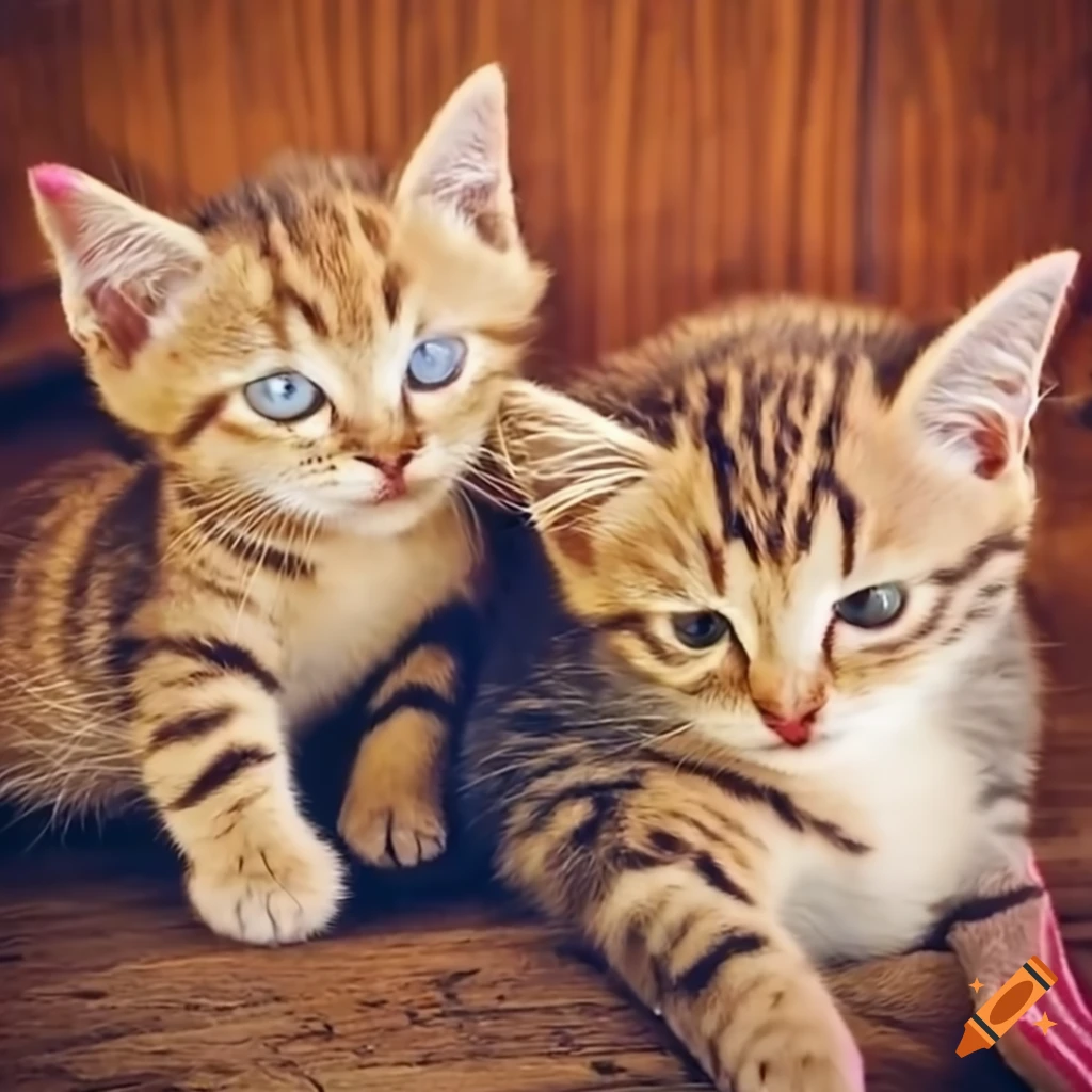 Two cute kittens taking a peaceful nap on Craiyon