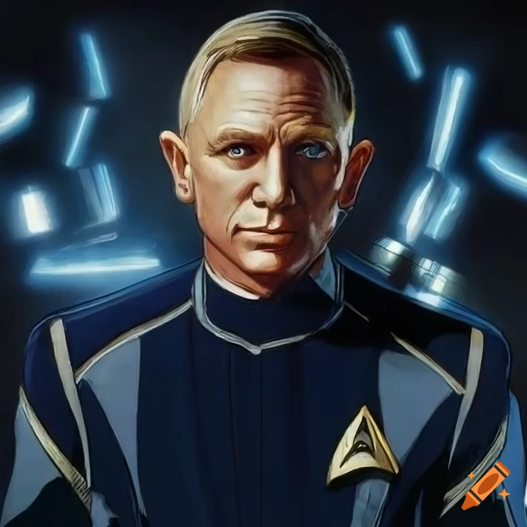 Daniel Craig as a Starfleet captain on the bridge of the Starship ...