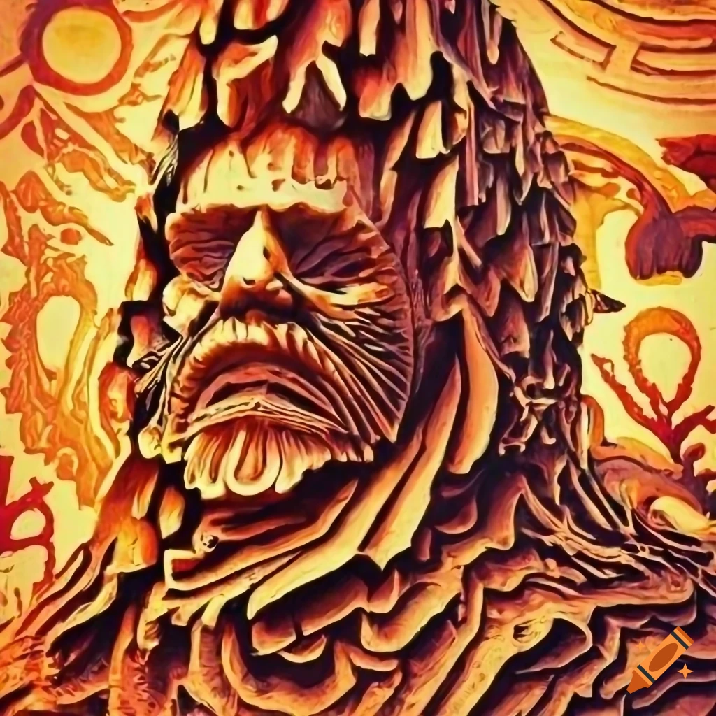 Woodblock print artistic carving in high definition on Craiyon