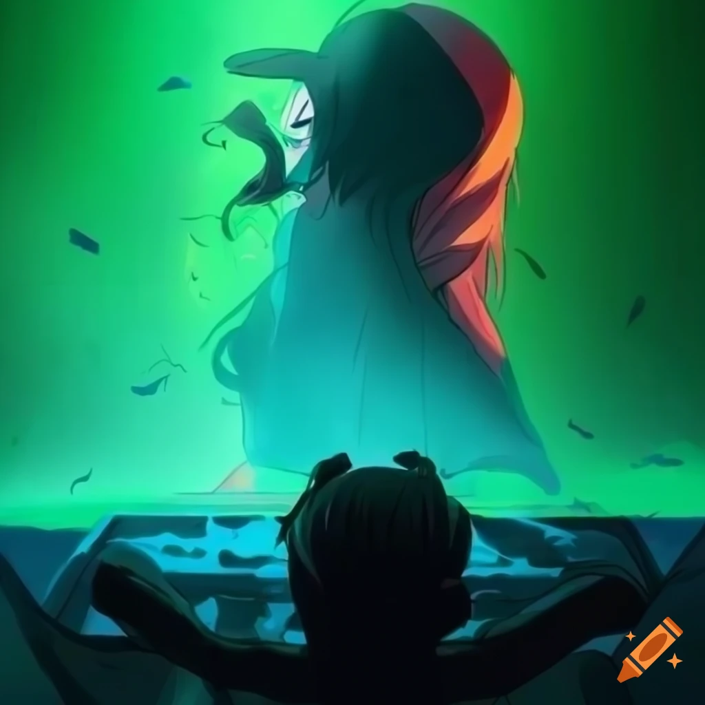 Anime kids playing video games on PC with people drawing art in the ...