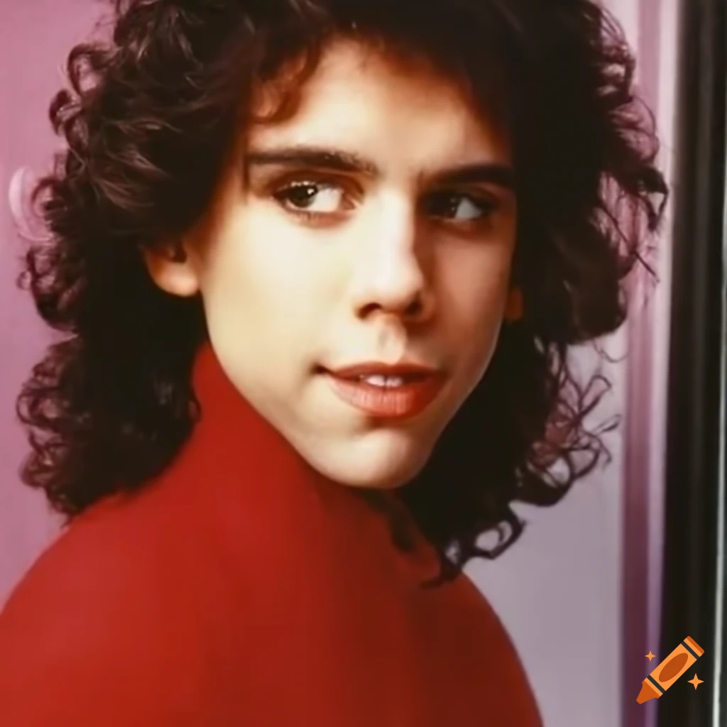 Mika singer with long hair in a 1990s yearbook photo on Craiyon