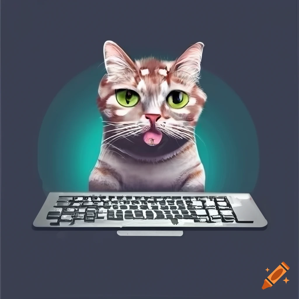 Funny cat wearing a computer t-shirt design template on Craiyon