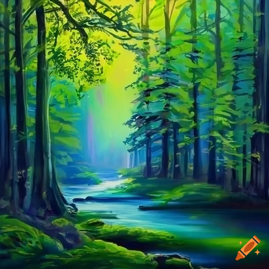 Beautiful forest paintings on Craiyon