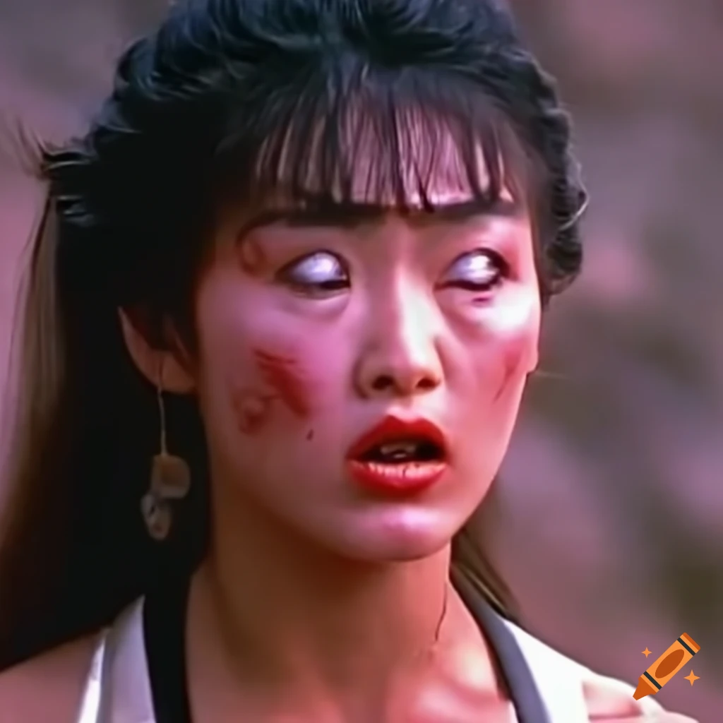 Asian martial arts fighter in a dizzy expression from an 80s movie on ...