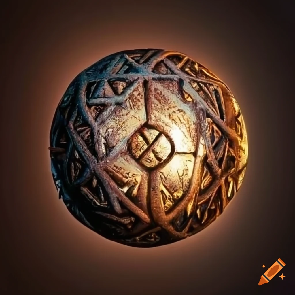 Steel sphere with mysterious runes on Craiyon