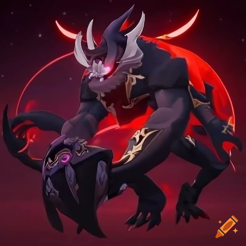 Blood moon male archon, genshin impact character with devil horns and ...