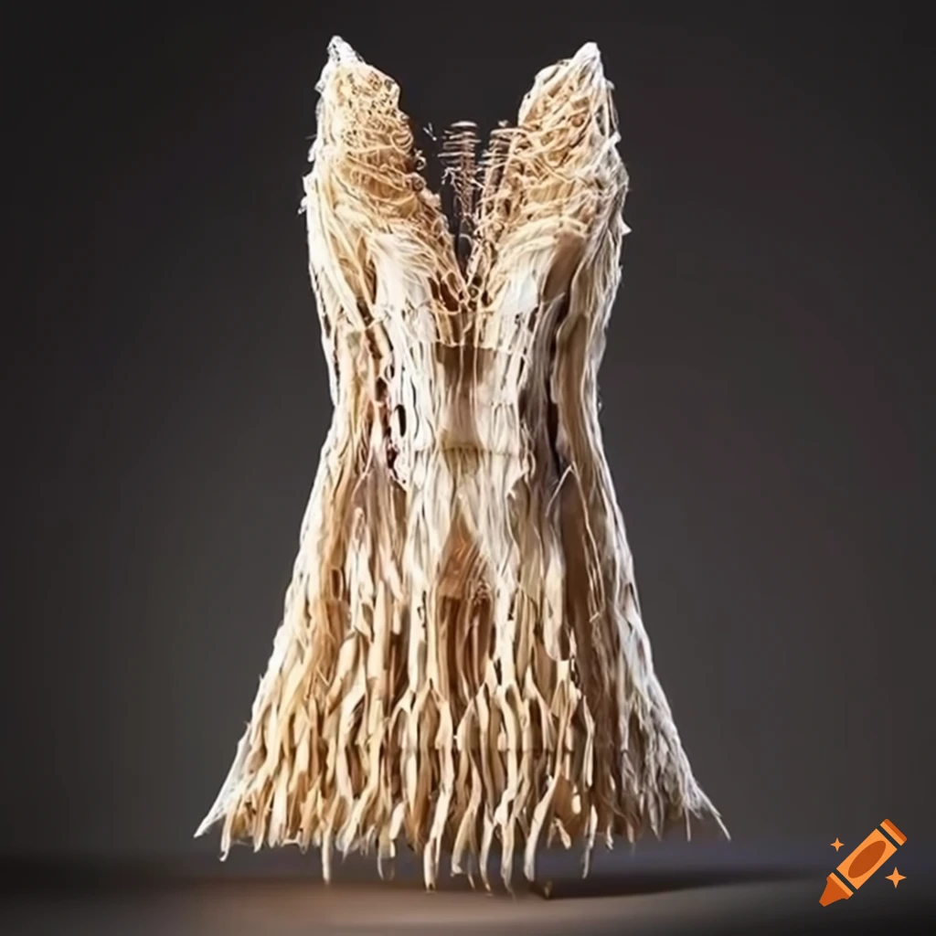 Innovative dress made by straw weaving by iris van herpen on Craiyon
