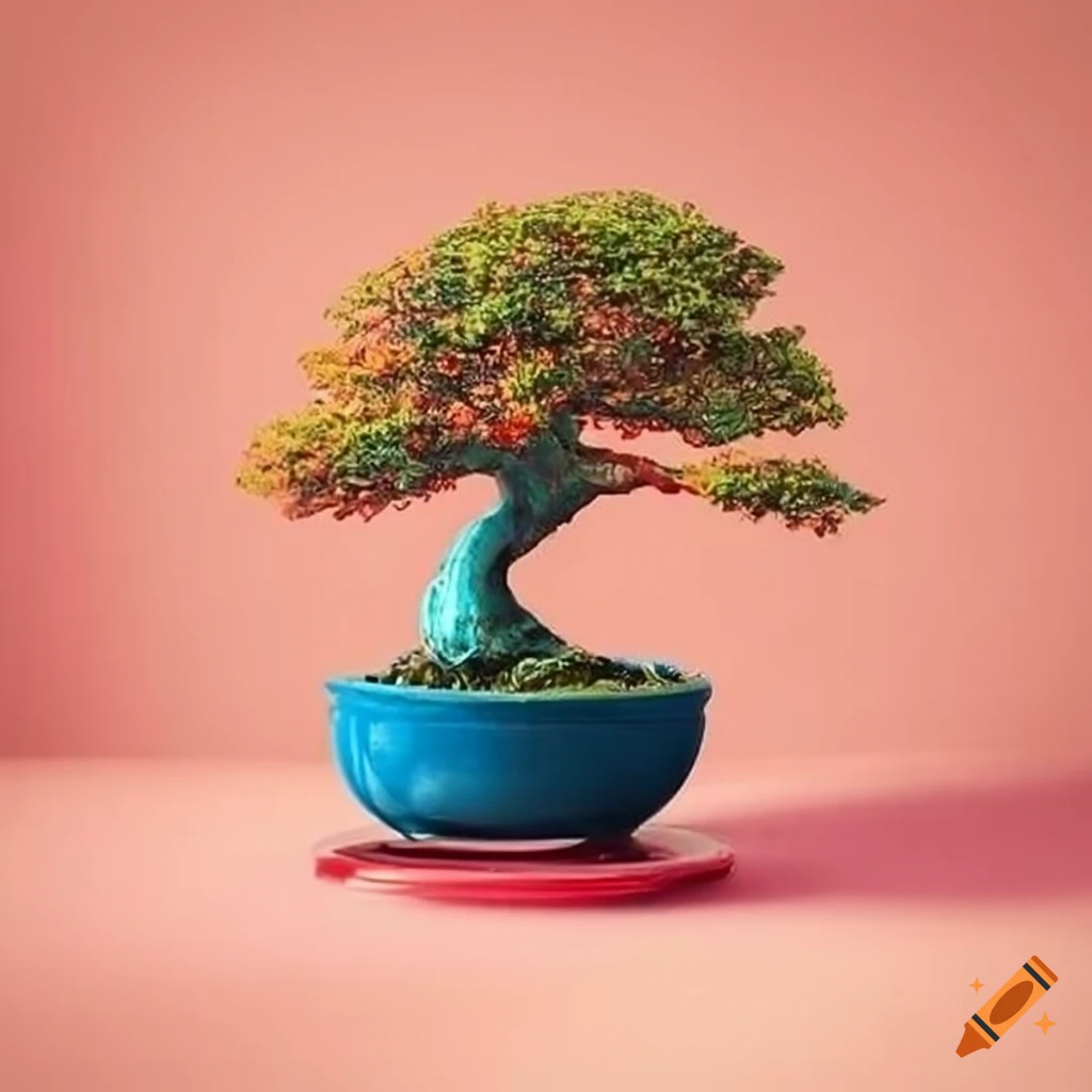 Multicolored bonsai tree on Craiyon