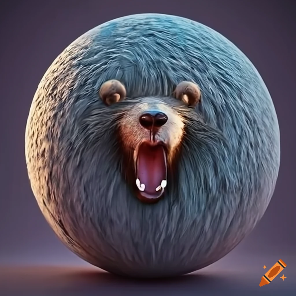 Screaming bear on a round sphere on Craiyon