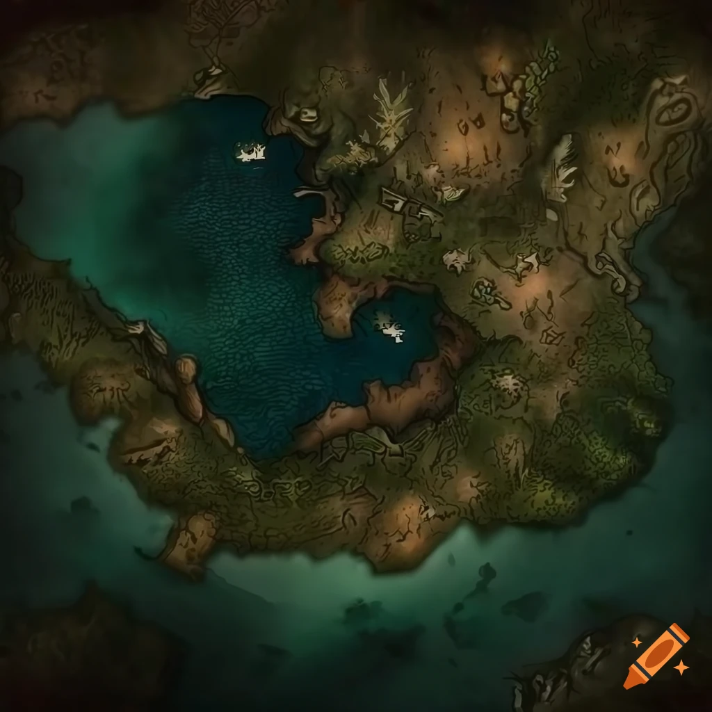 Fantasy world map with dark forests, rugged mountains, and coastal ...