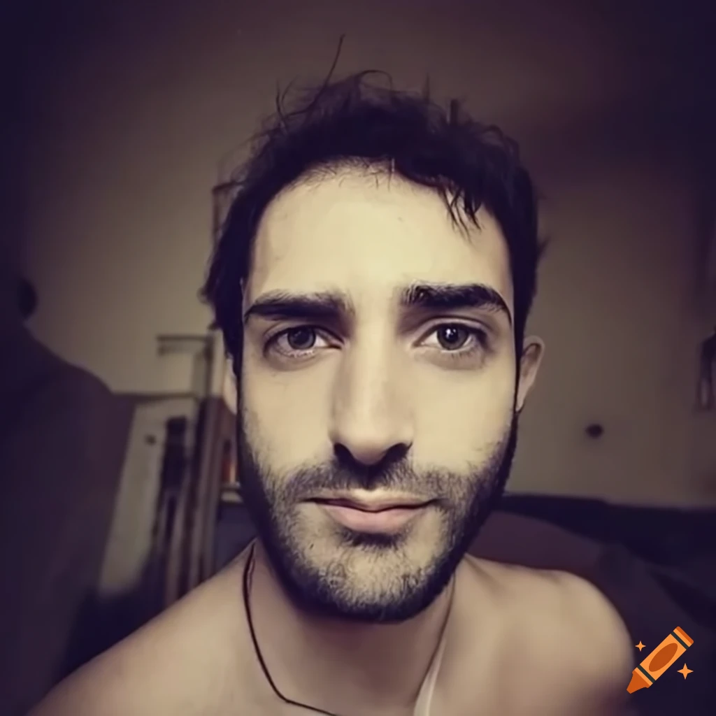 Cute 32-year-old Italian man taking a selfie on Craiyon