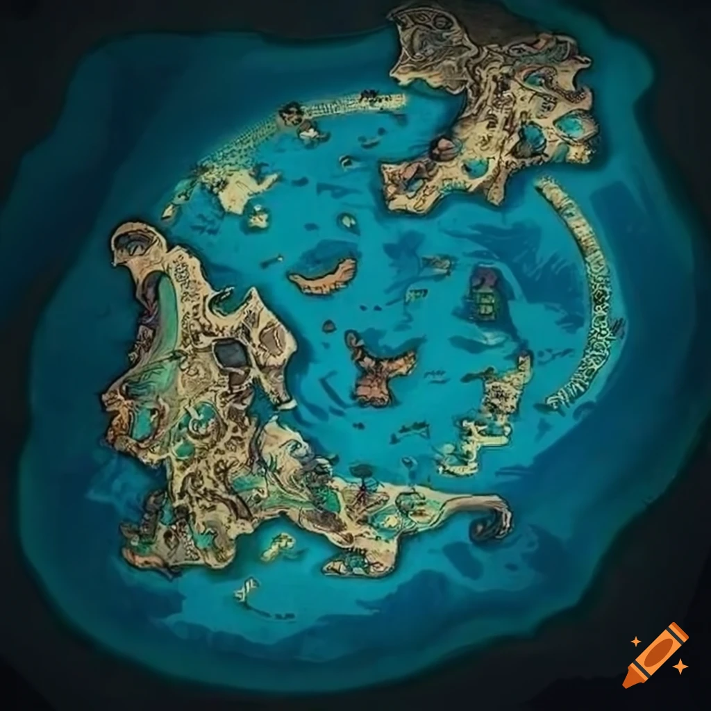 Intricately illustrated map of atlantis on Craiyon