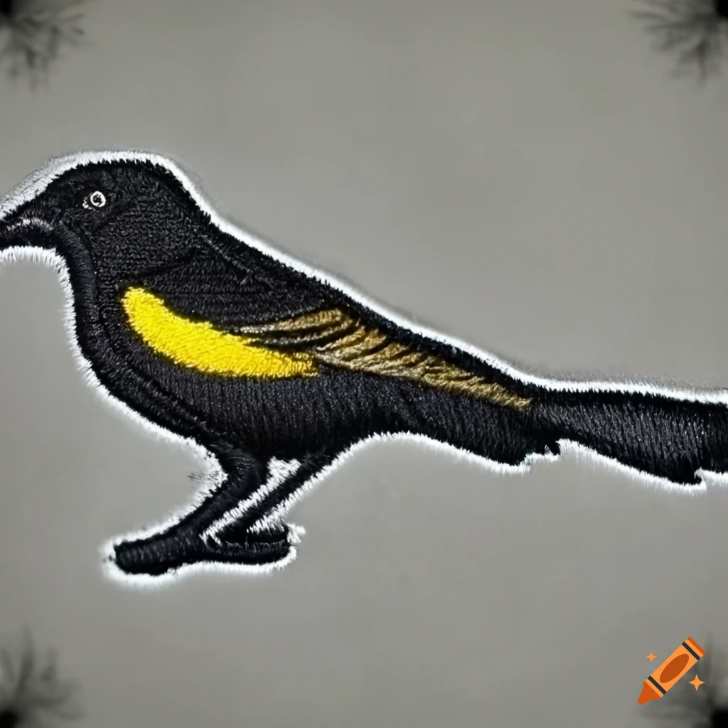 Yellow-winged blackbird in morale patch style and colors on Craiyon