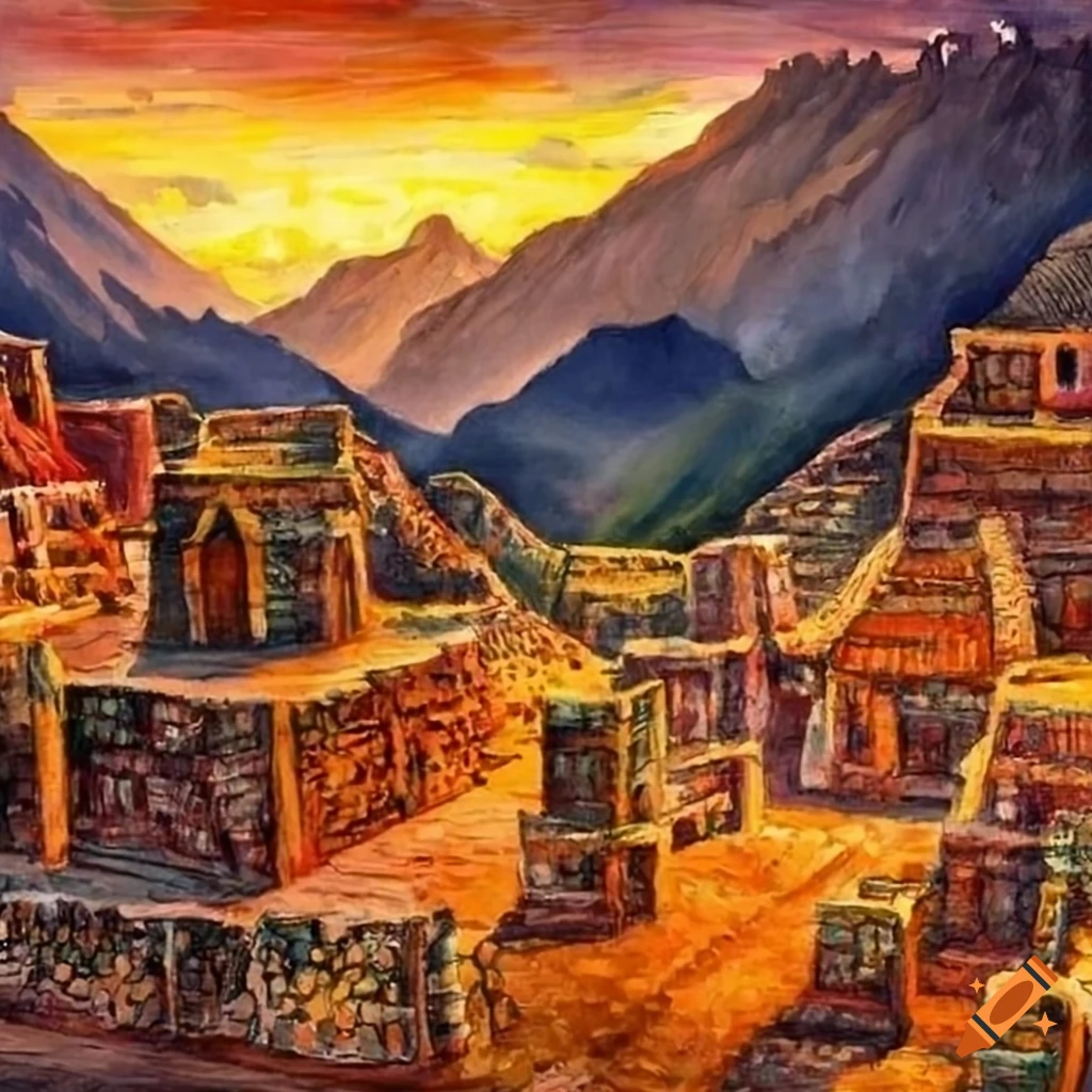 Aztec village in mexican mountains with a mix of aztec and romanticism ...