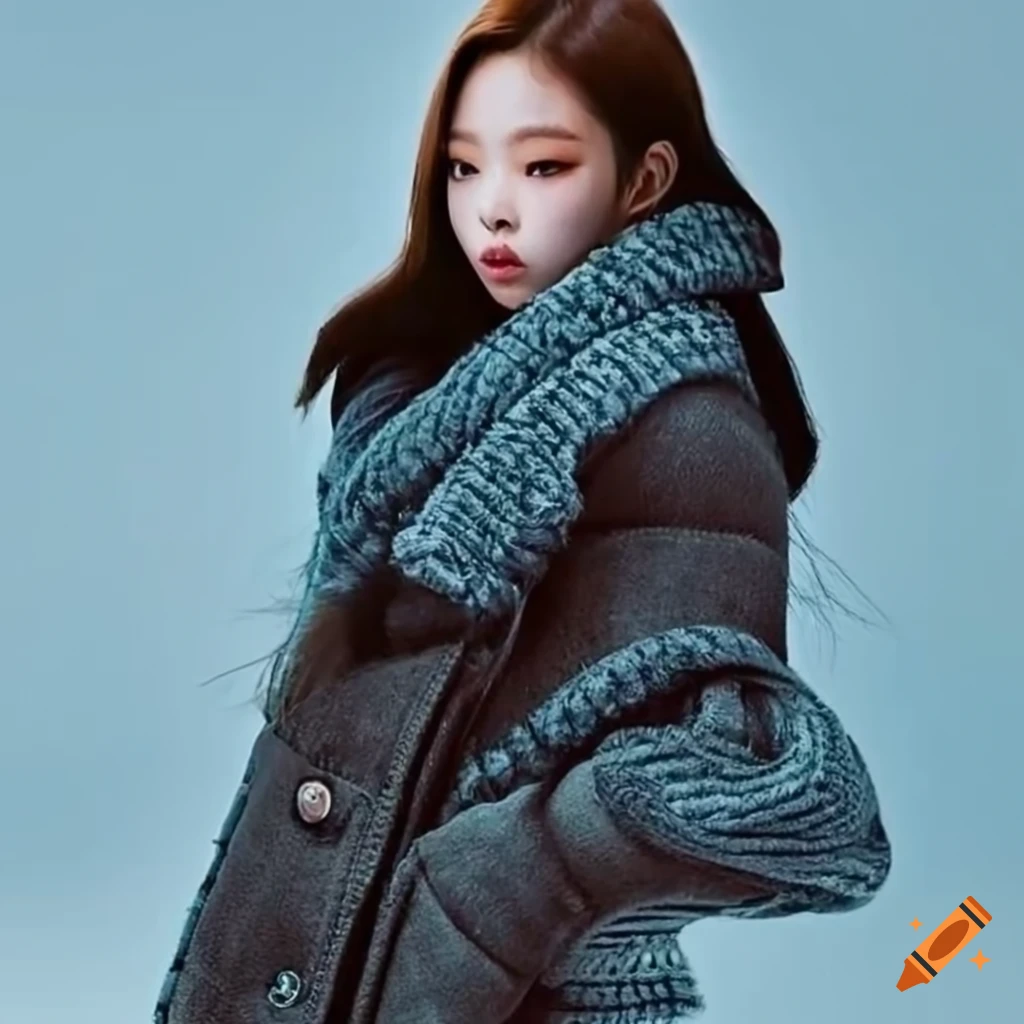 Blackpink jennie in a stylish winter outfit on Craiyon