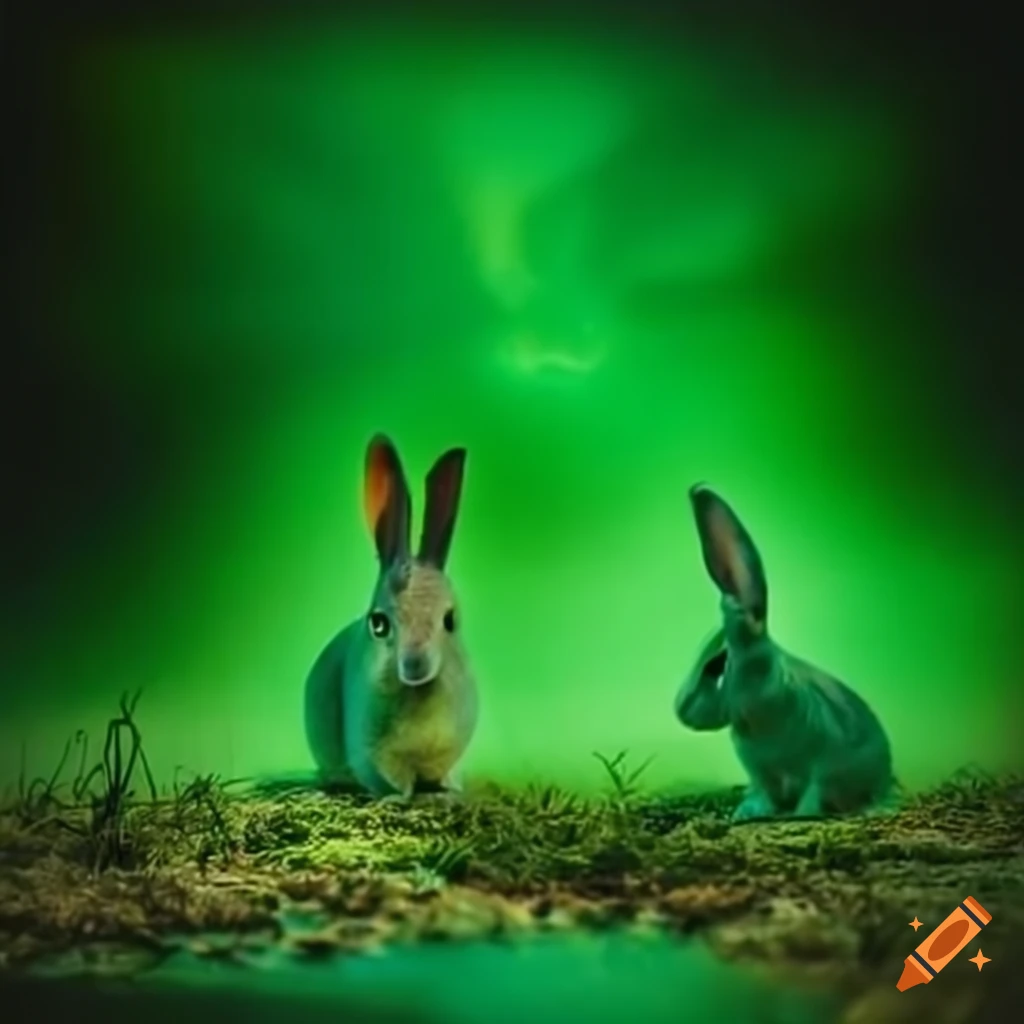 Imaginative island full of green rabbits on Craiyon