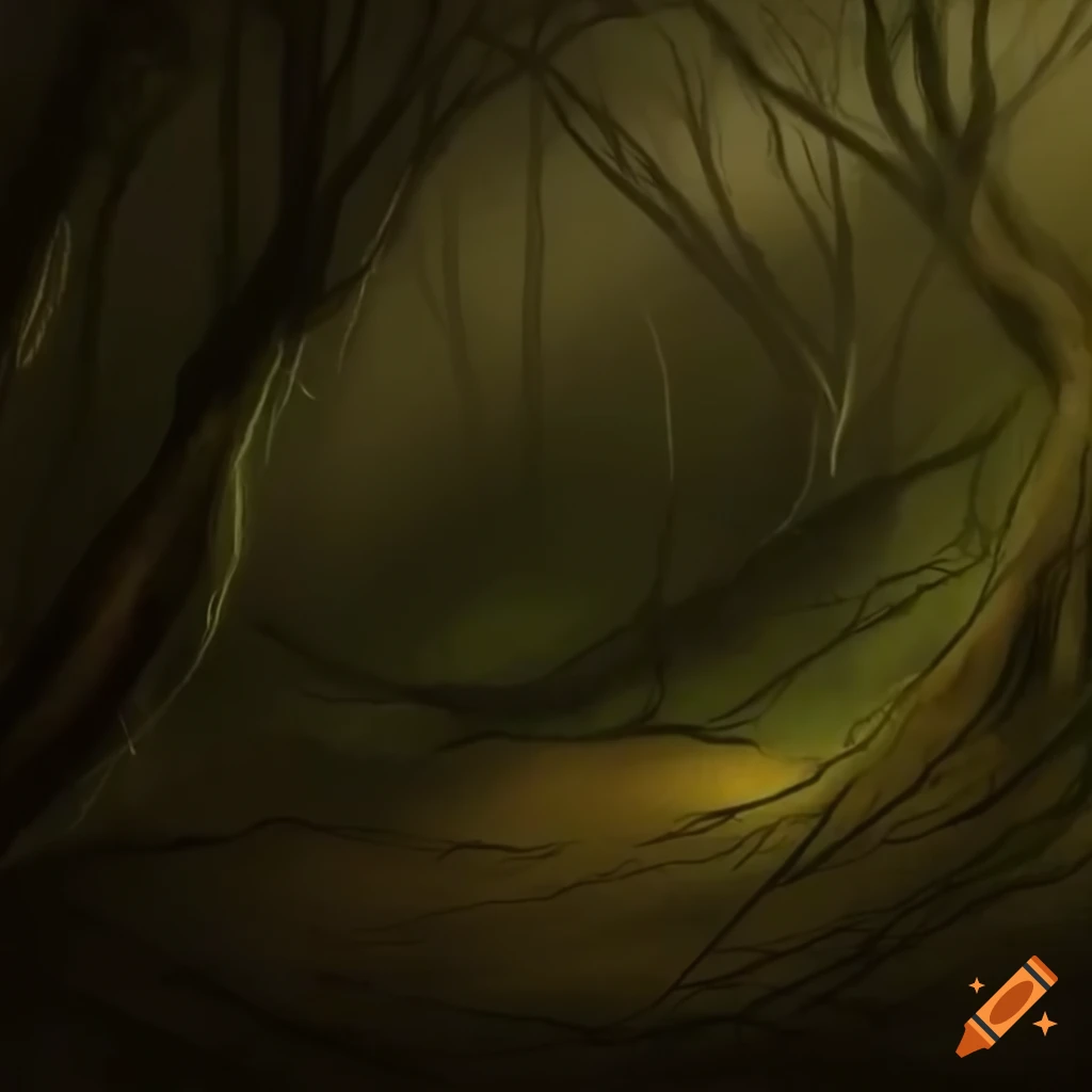 Forest with wire-like branches on Craiyon