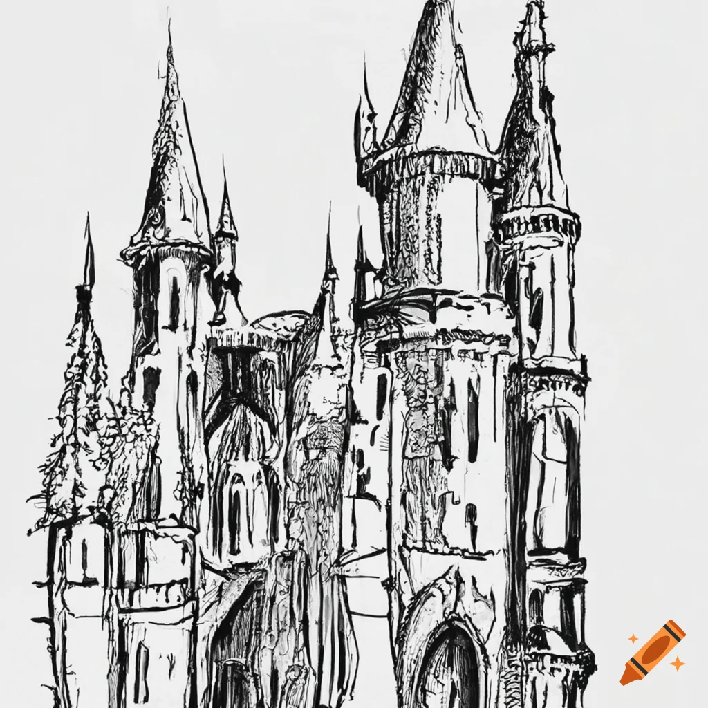 Majestic castle by the ocean with surrounding trees on Craiyon