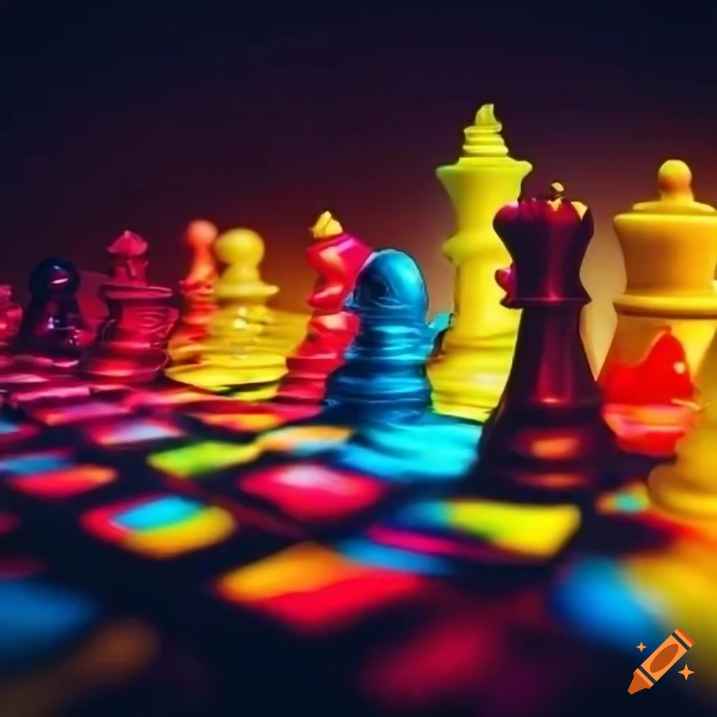 Colorful chess photo with 2024 as header on Craiyon