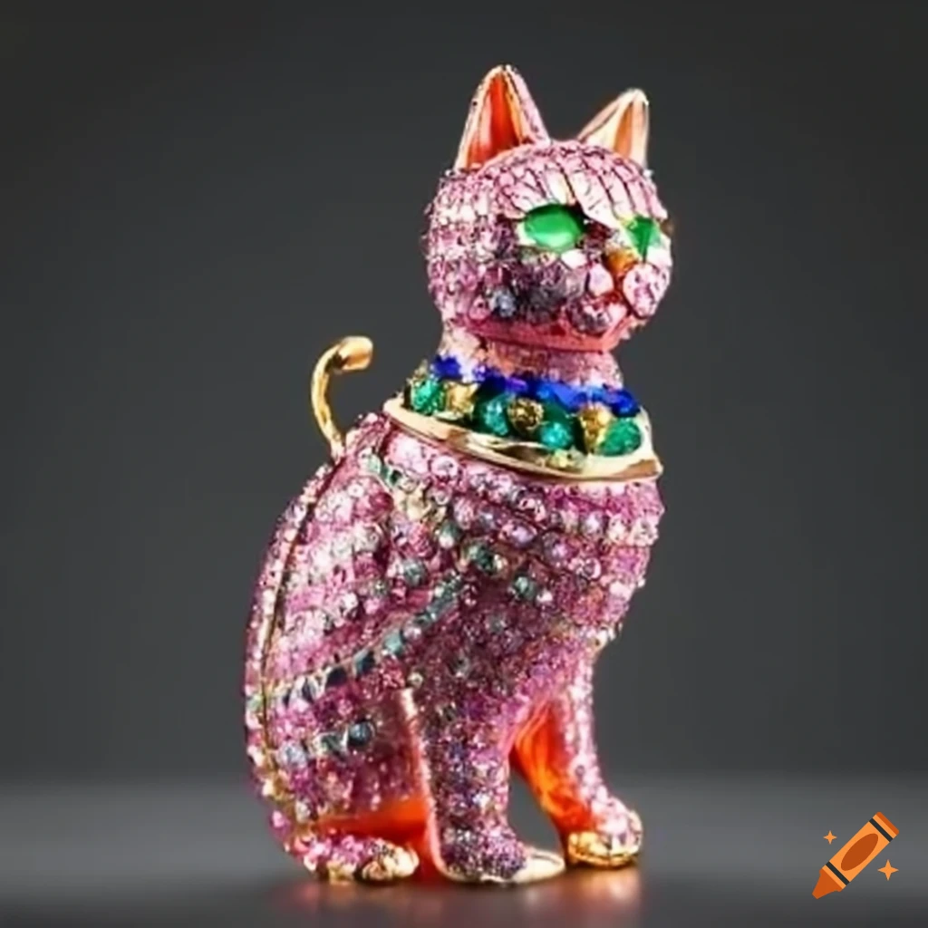Faberge style cat made from gems on Craiyon