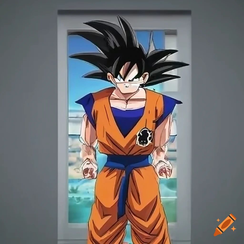 Goku standing outside a bedroom window in dragon ball scene on Craiyon