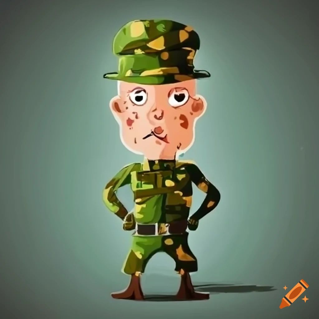 Cartoon army man character on Craiyon