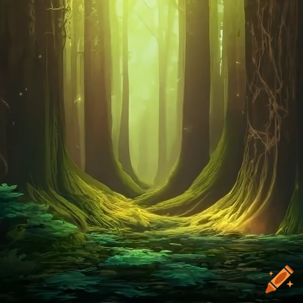 Photo-realistic illustration of a vibrant forest landscape on Craiyon