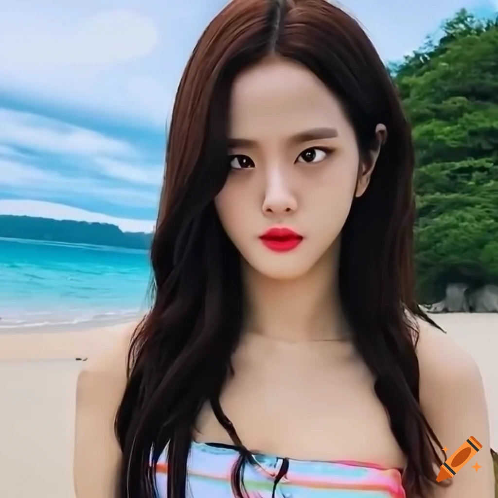 Blackpink jisoo at the beach on Craiyon