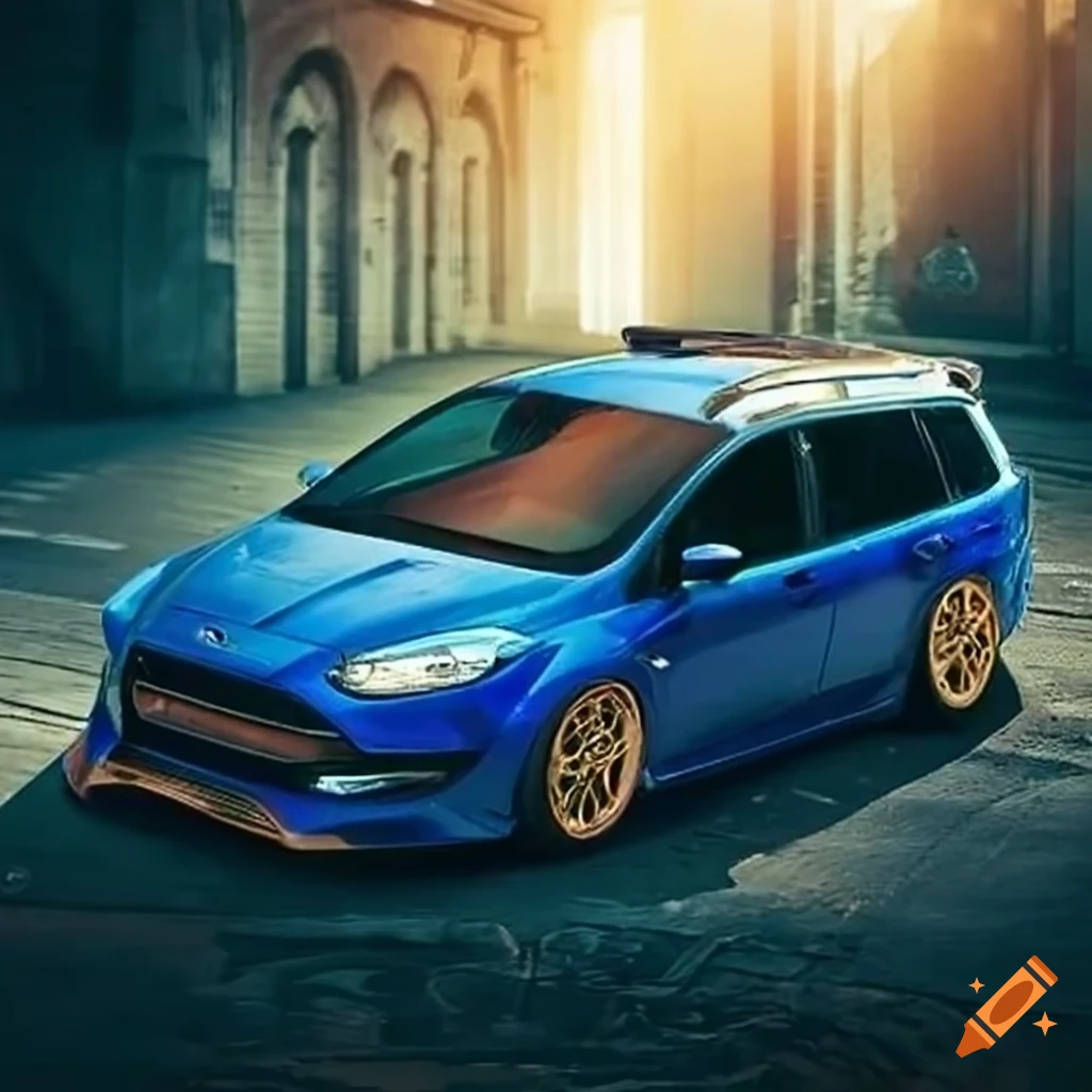 Modified ford focus estate in racing action on Craiyon